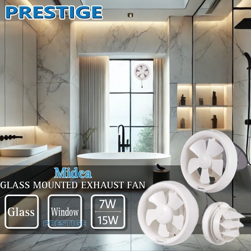 MIDEA 6'' 7W 15W GLASS/WINDOW MOUNTED EXHAUST FAN/EKZOS FAN | Shopee ...