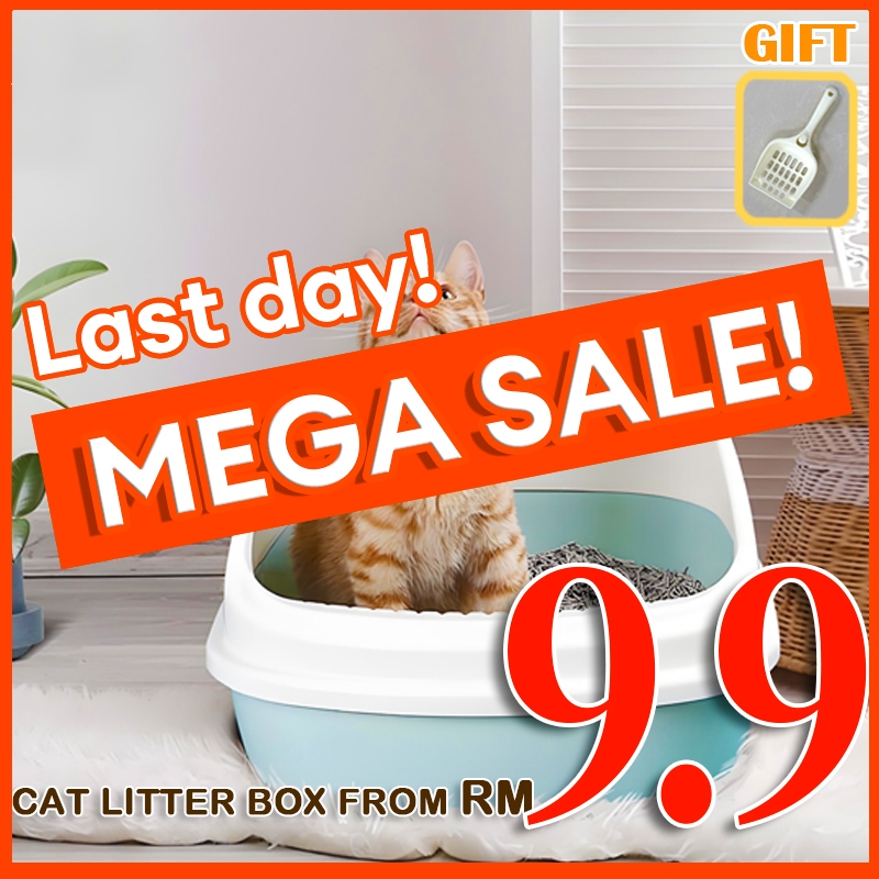 Cat litter Large box Capacity With Scoop Portable cat toilet Kotak ...