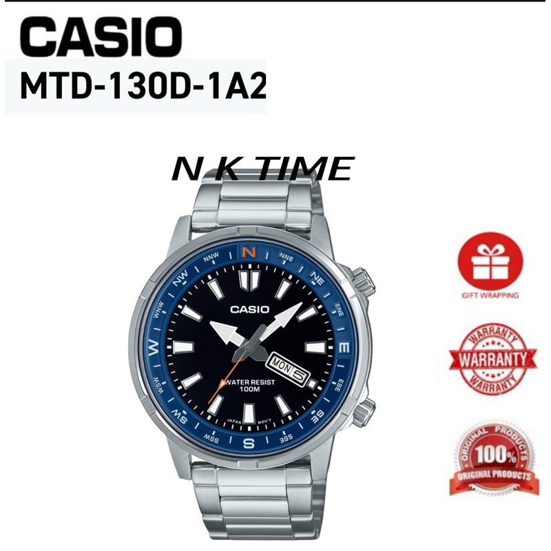 Casio Watch MTD-130D-1A2 Standard Analog Sporty Design Rotating Compass Ring Dial Men's ...