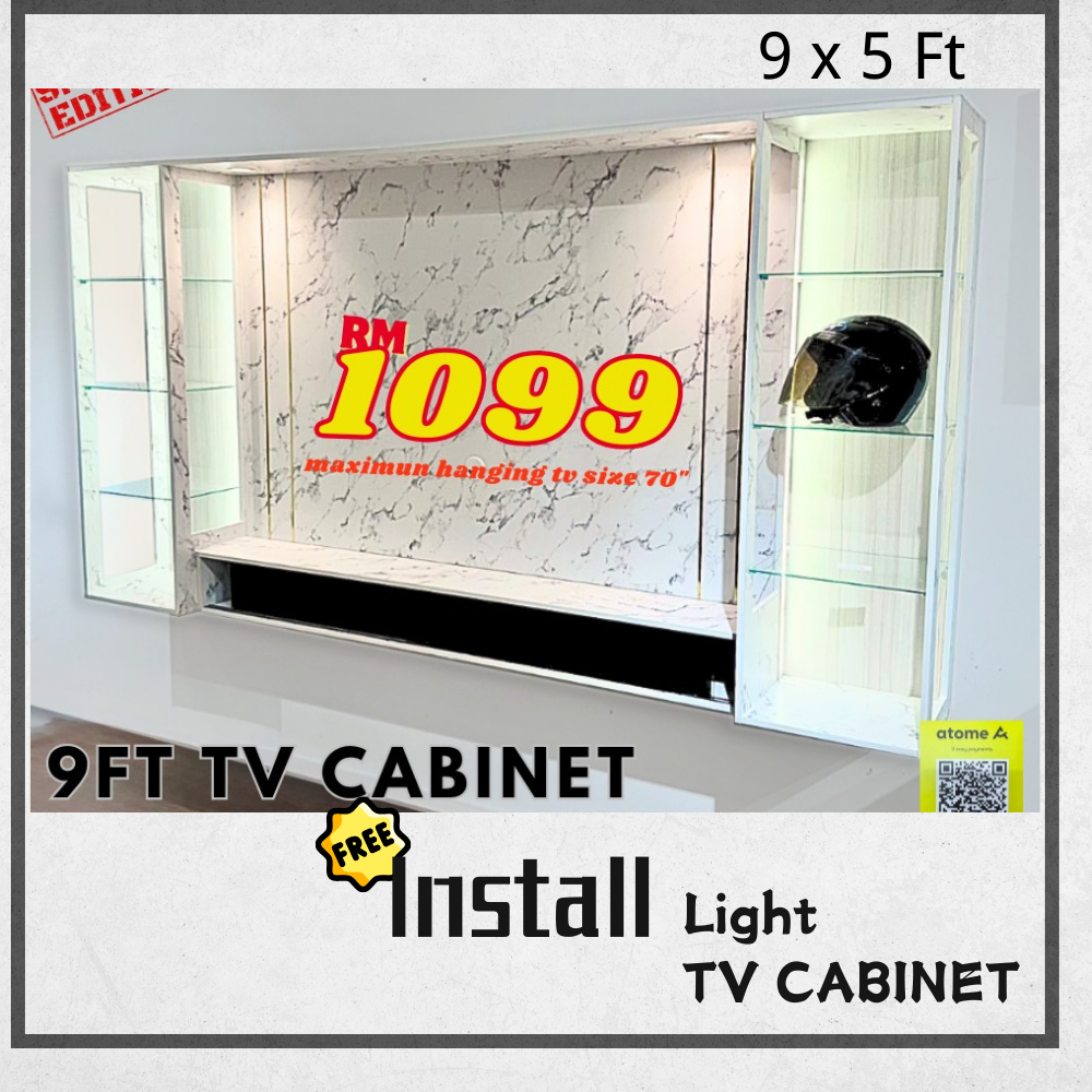 🔥 Free Install 🔥 EE LIFE DESIGN - 9ft TV Cabinet | Hanging Cabinet ...