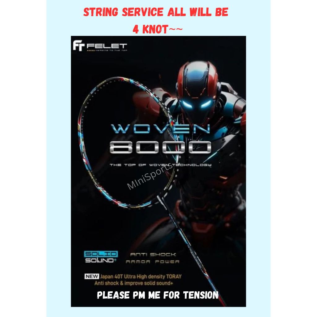 4 KNOT SERVICE FELET WOVEN 8000 BADMINTON RACKET(3U/4U) | Shopee Malaysia