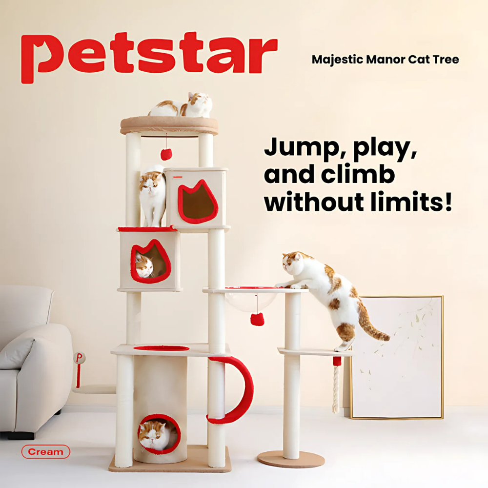 Petstar Cat Tree Multi-Level Cat Tower Cozy & Sturdy Climbing Playhouse ...