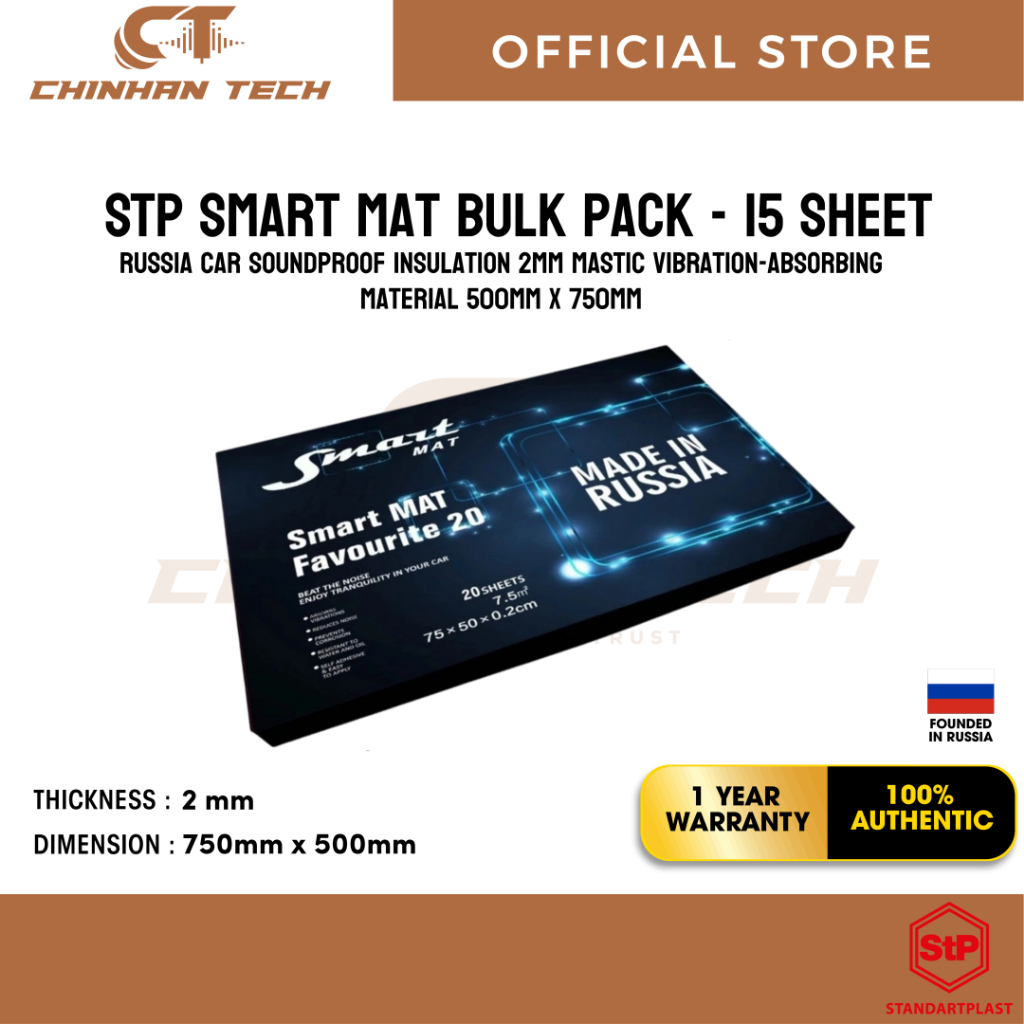 STP Smart Mat Bulk Pack 15sheets Russia Car Soundproof Insulation 2mm mastic vibration-absorbing ...