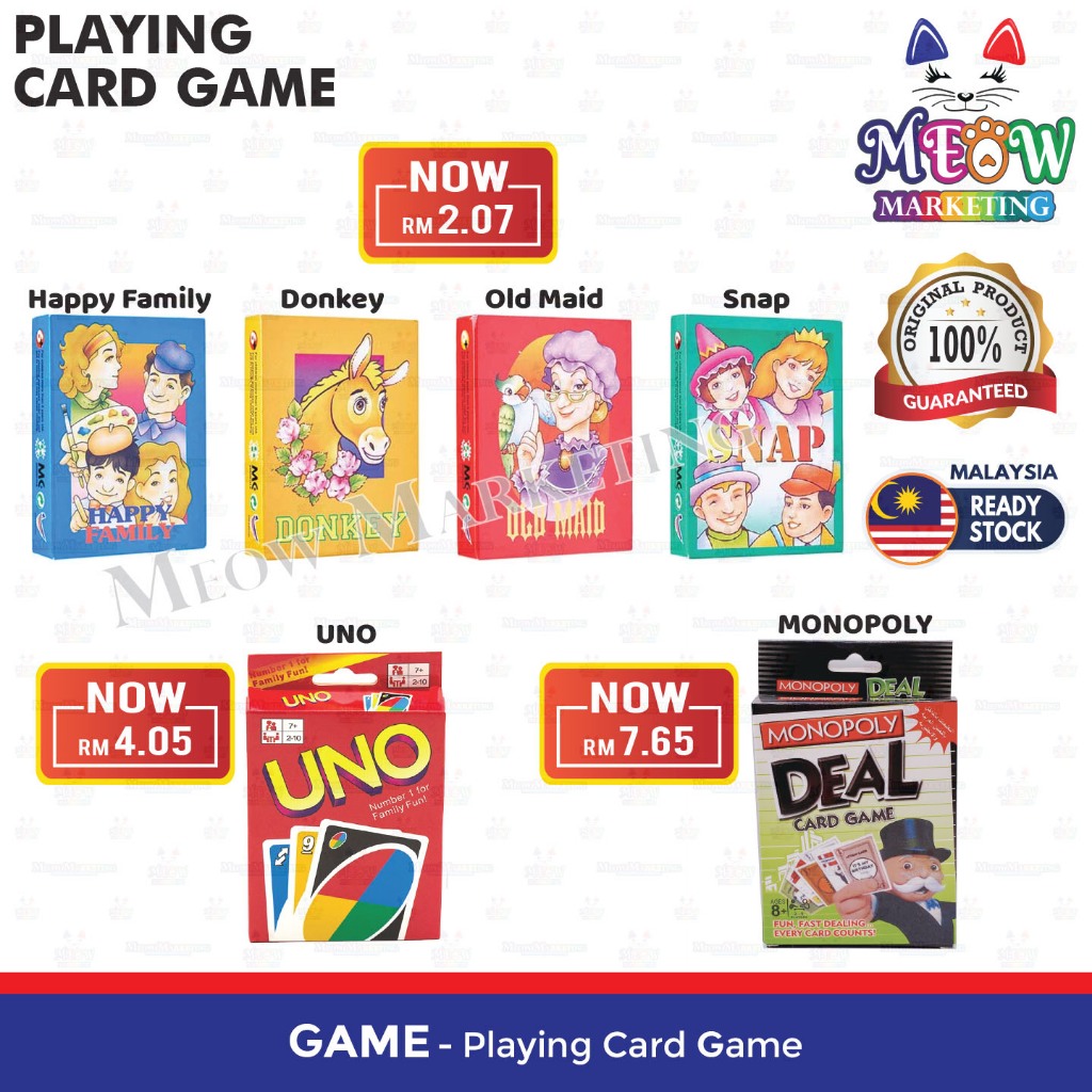 Playing Card Game - Happy Family / Donkey / Old Maid / Snap / Monopoly ...