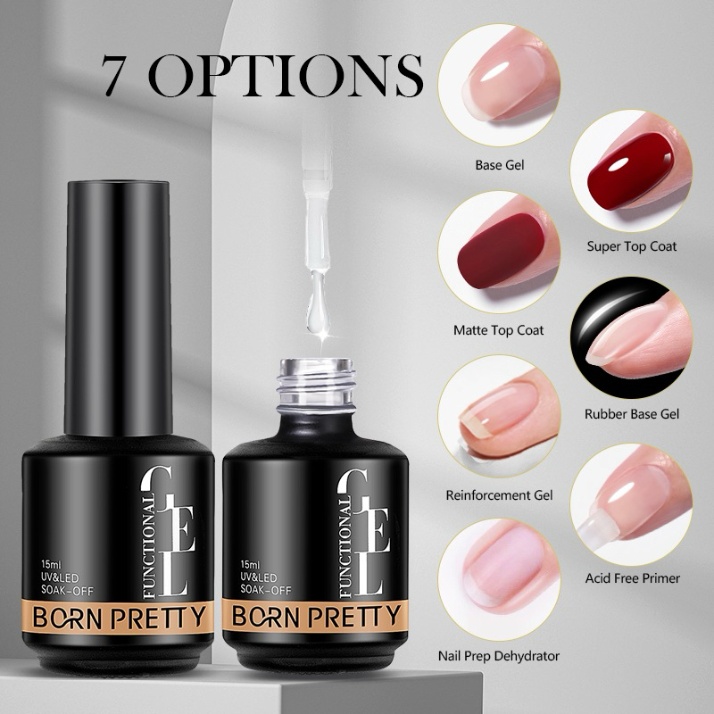 BORN PRETTY Functional Nail Polish Gel Top Coat Base Coat Nail Art ...