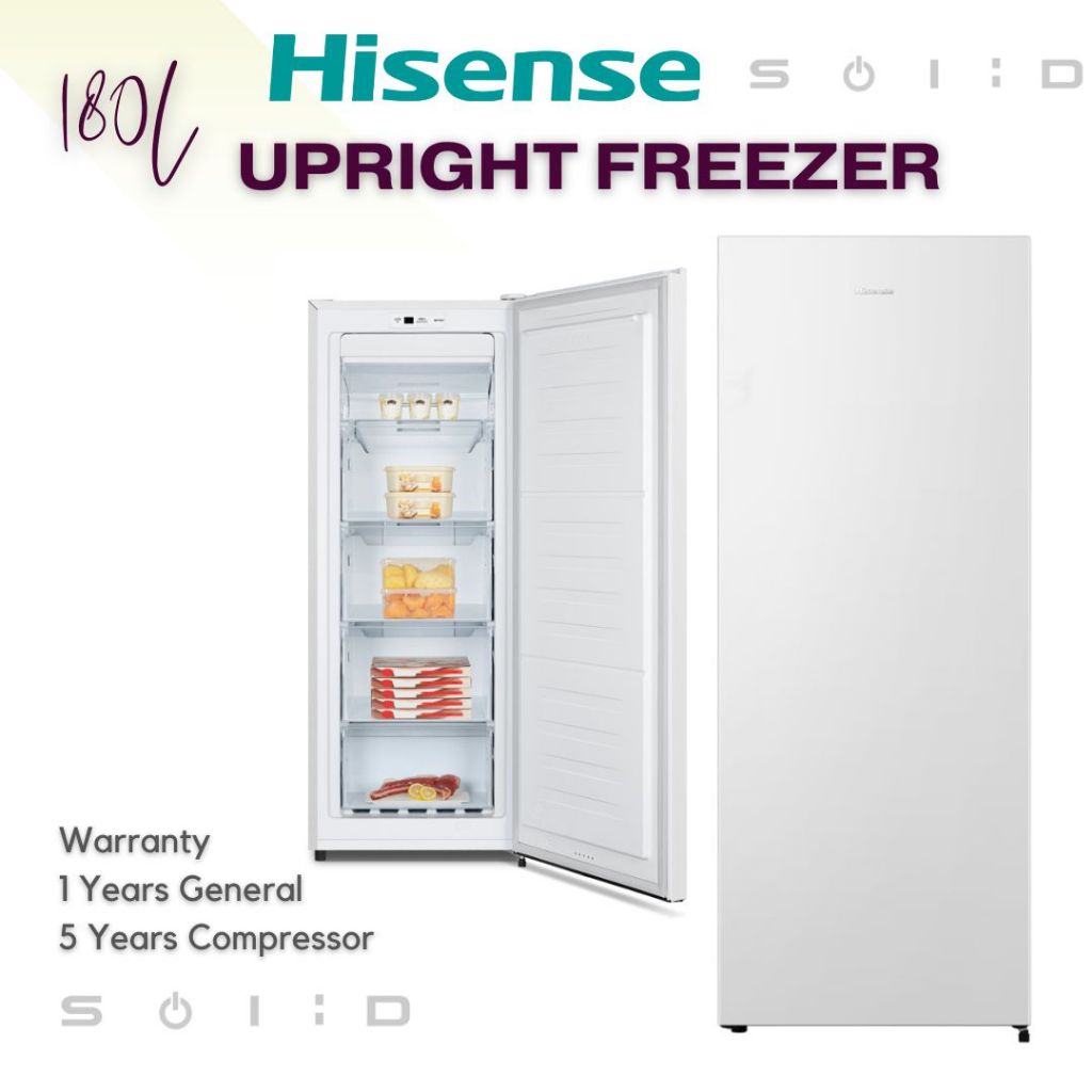 Hisense 180L Upright Freezer, FV188N4AWN, standing freezer | Shopee ...