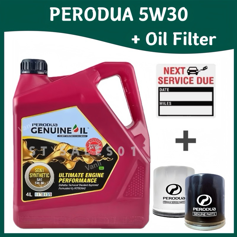 Perodua SAE 5W30 Semi Synthetic Engine Oil (4 Liter) For Myvi Axia ...