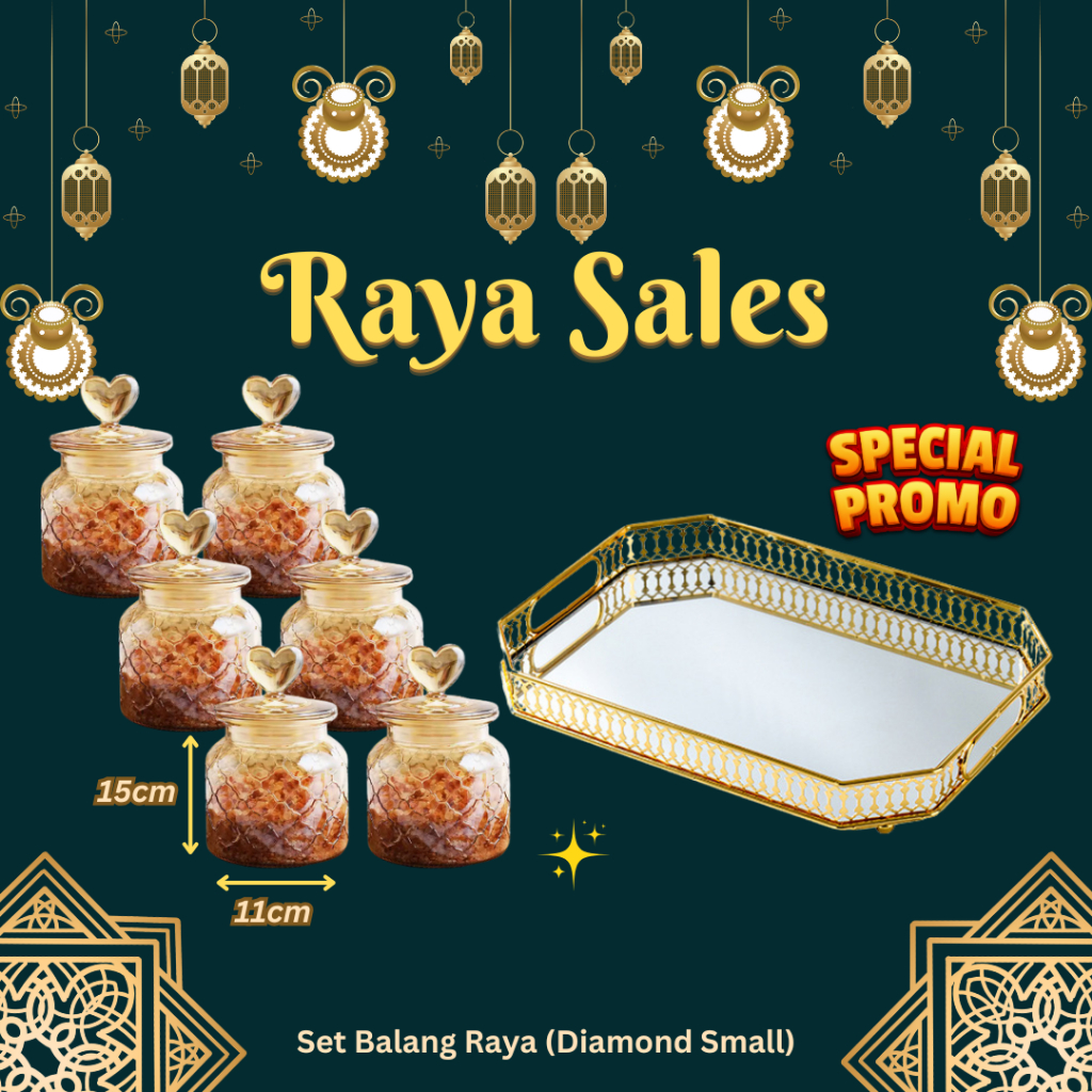 🔥READY STOCK🔥Set Balang Raya | Diamond/Grid Jar | with Rectangle Tray ...