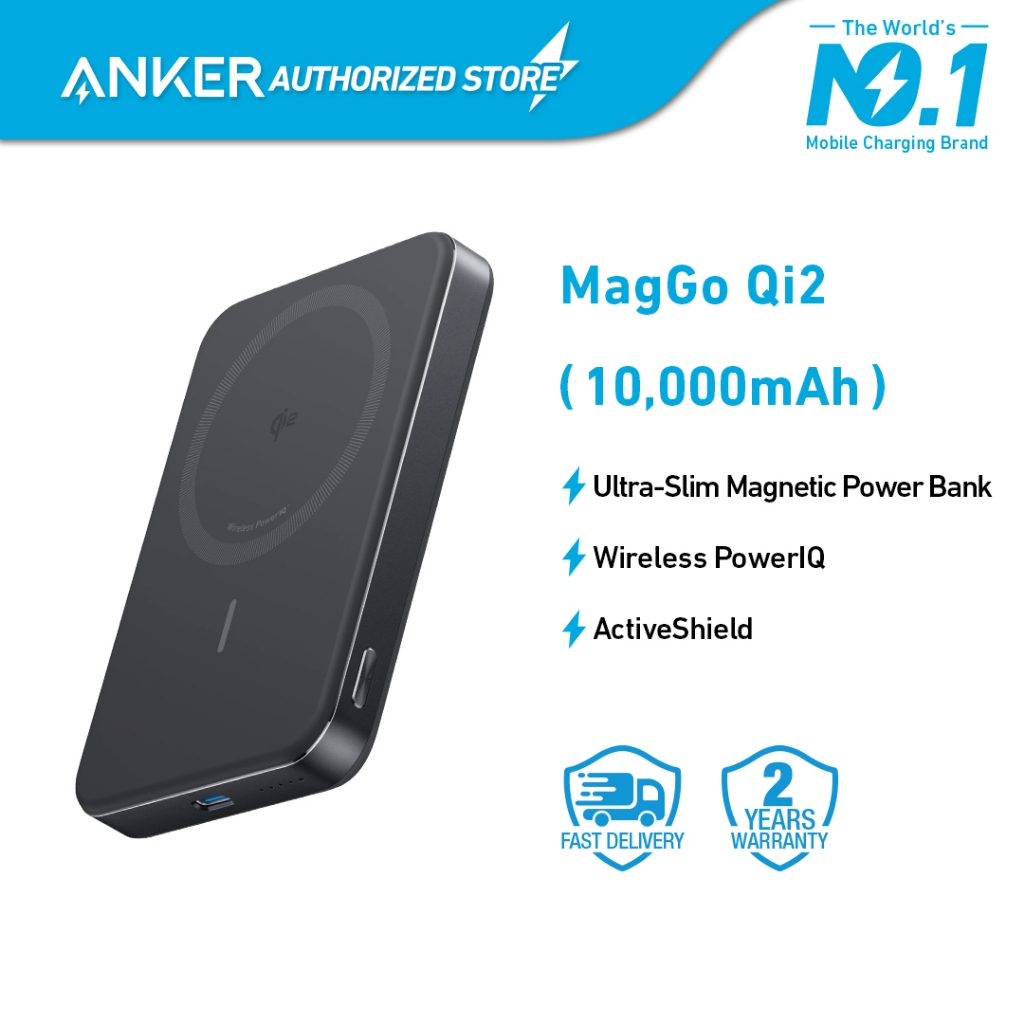 Anker MagGo A1664 Power Bank, Ultra-Slim 10,000mAh Magnetic Battery Pack, Qi2 Certified 15W ...
