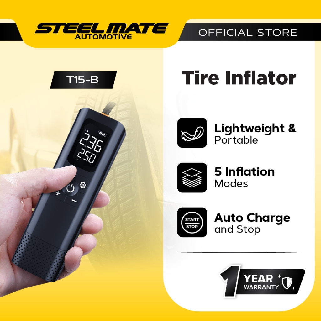 Steelmate Portable Tire Inflator / Mini Air Pump T15-B with LED Light ...
