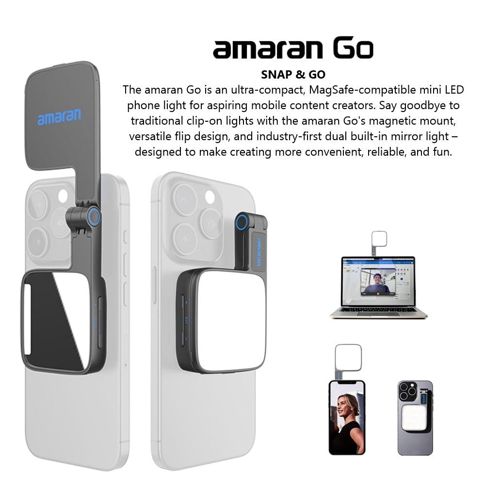Aputure amaran Go - Mini Phone & Monitor Light [ Selfie & Video Call ...
