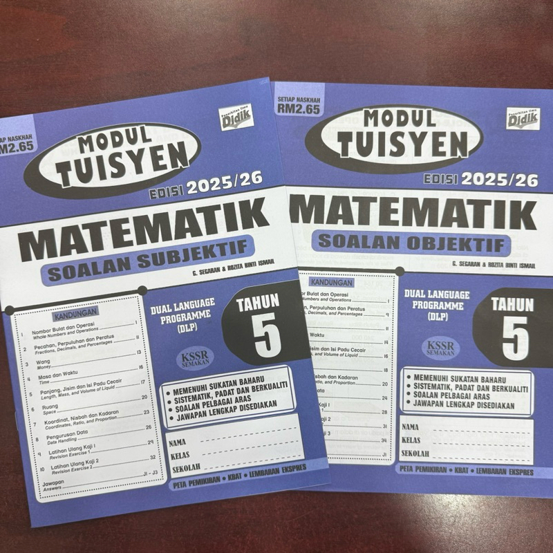 (SK) Model Tuisyen Matematik Tahun 5 / Mathematics Year 5 Dwibahasa ...