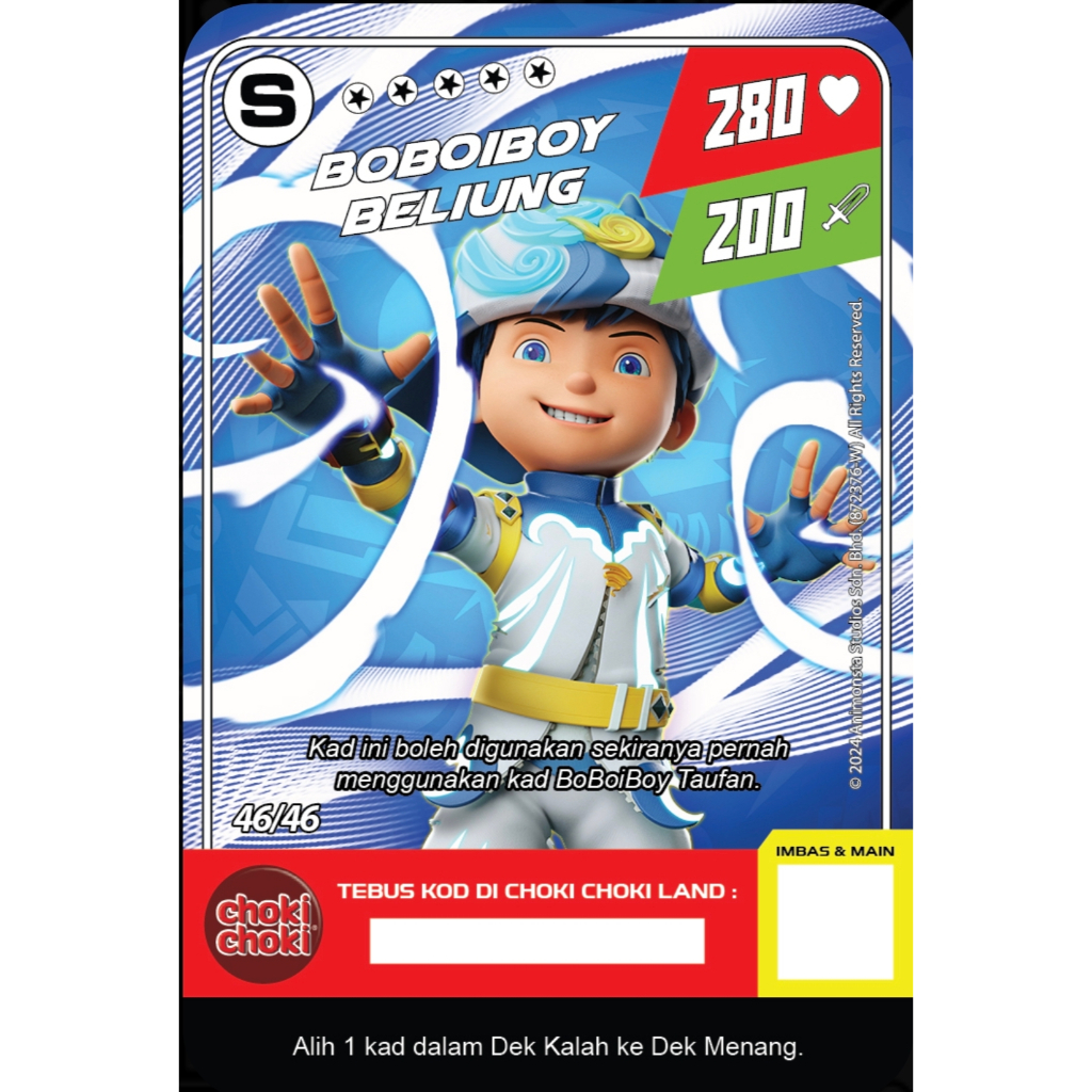 Pek Choki-Choki 2024 (46/46) BoBoiBoy Beliung (S) Monsta Galaxy Card ...
