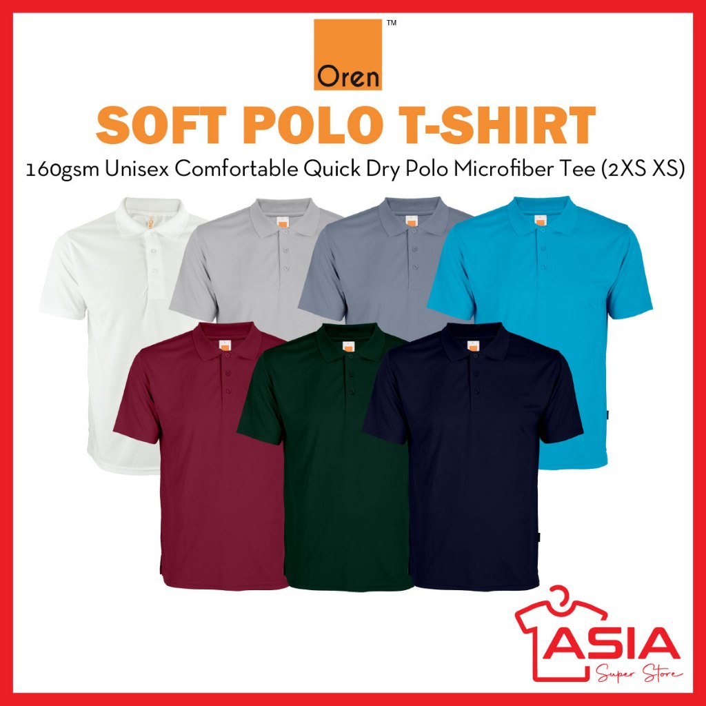 OREN SPORT Unisex Plain Polo Tee Microfiber Baju Kosong Jersi Baju ...