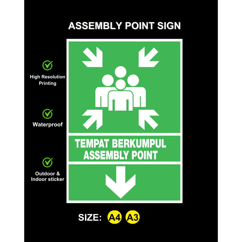 (READY STOCK) ASSEMBLY POINT SIGN, EMERGENCY SPILL KIT SIGN, WARNING ...