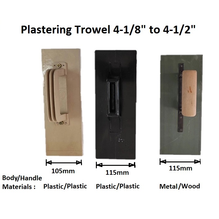 Plastering Steel / Plastic Trowel 105mm/115mm Width Pisau Plaster 4-1/8 ...
