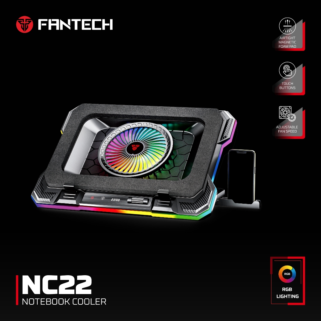 FANTECH NC22 GAMING NOTEBOOK COOLER WITH AIR TIGHT MAGNETIC FOAM PAD ...
