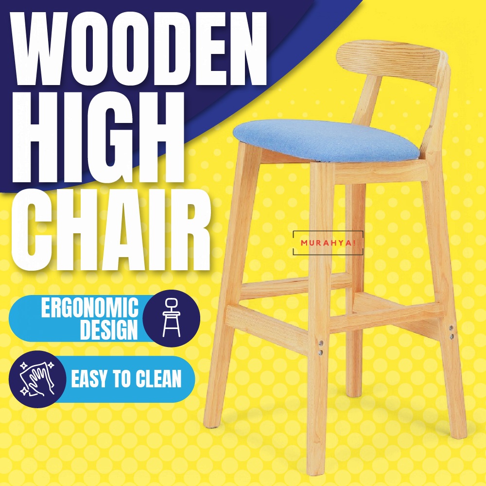 High Bar Stool Chair Nordic Wooden Island Stool High Chair Modern ...