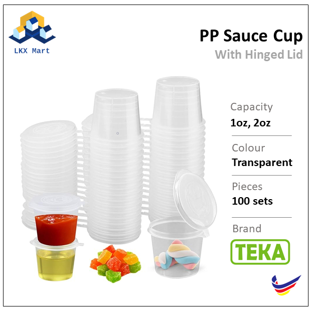 PP Sauce Container With Hinged Lid Reusable Plastic Hinged Sauce Pots ...