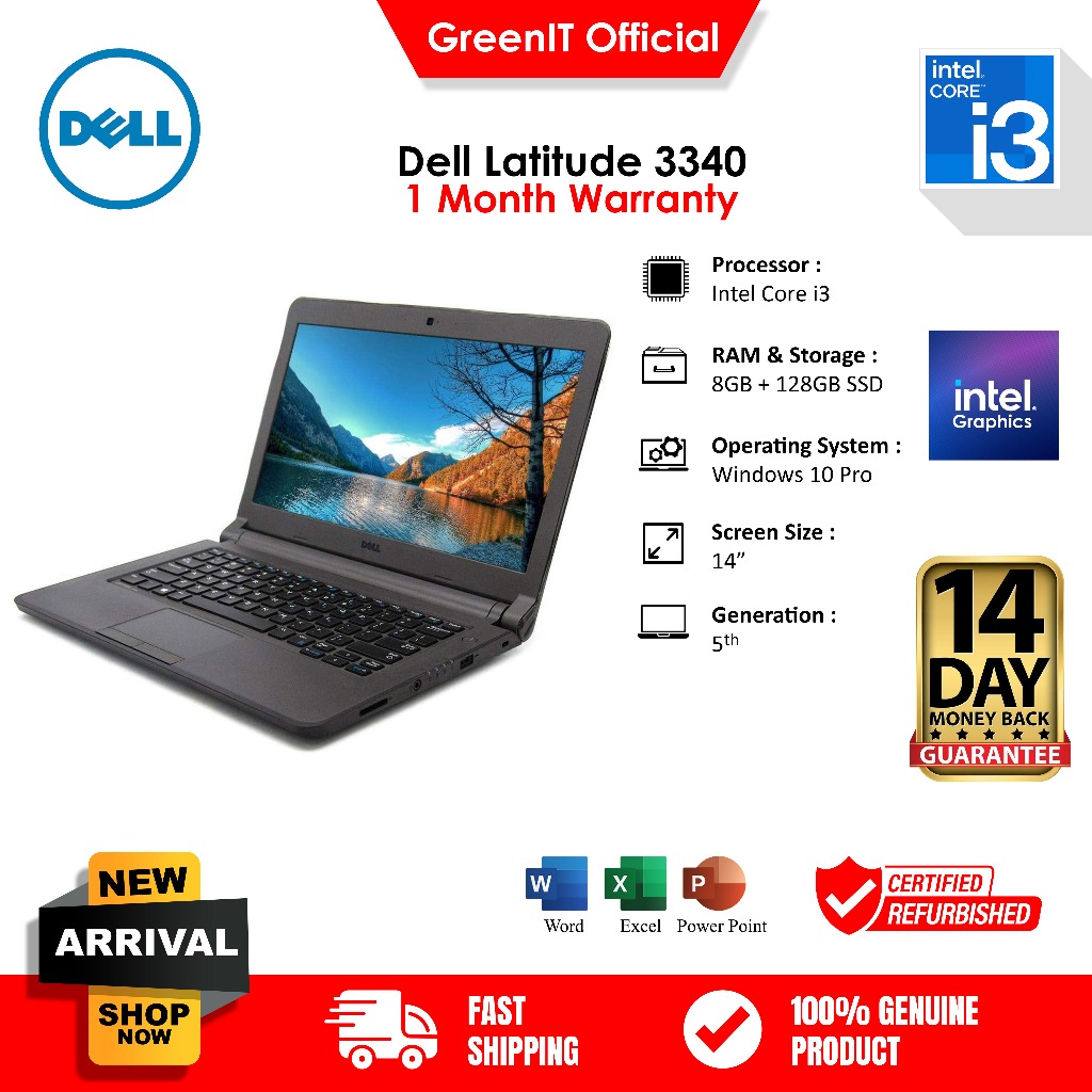 Dell Latitude 3340 - Intel Core i3 - 5th Generation - 8GB RAM - 128GB ...