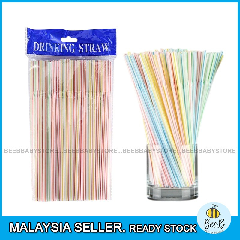 Straw Minuman Plastik Disposable Plastic Drinking Straw Colorful ...