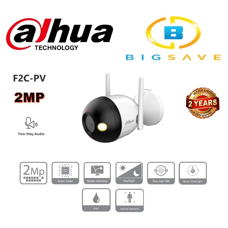 DAHUA 2MP F2C-PV FIXED-FOCAL WI-FI BULLET NETWORK CAMERA | Shopee Malaysia