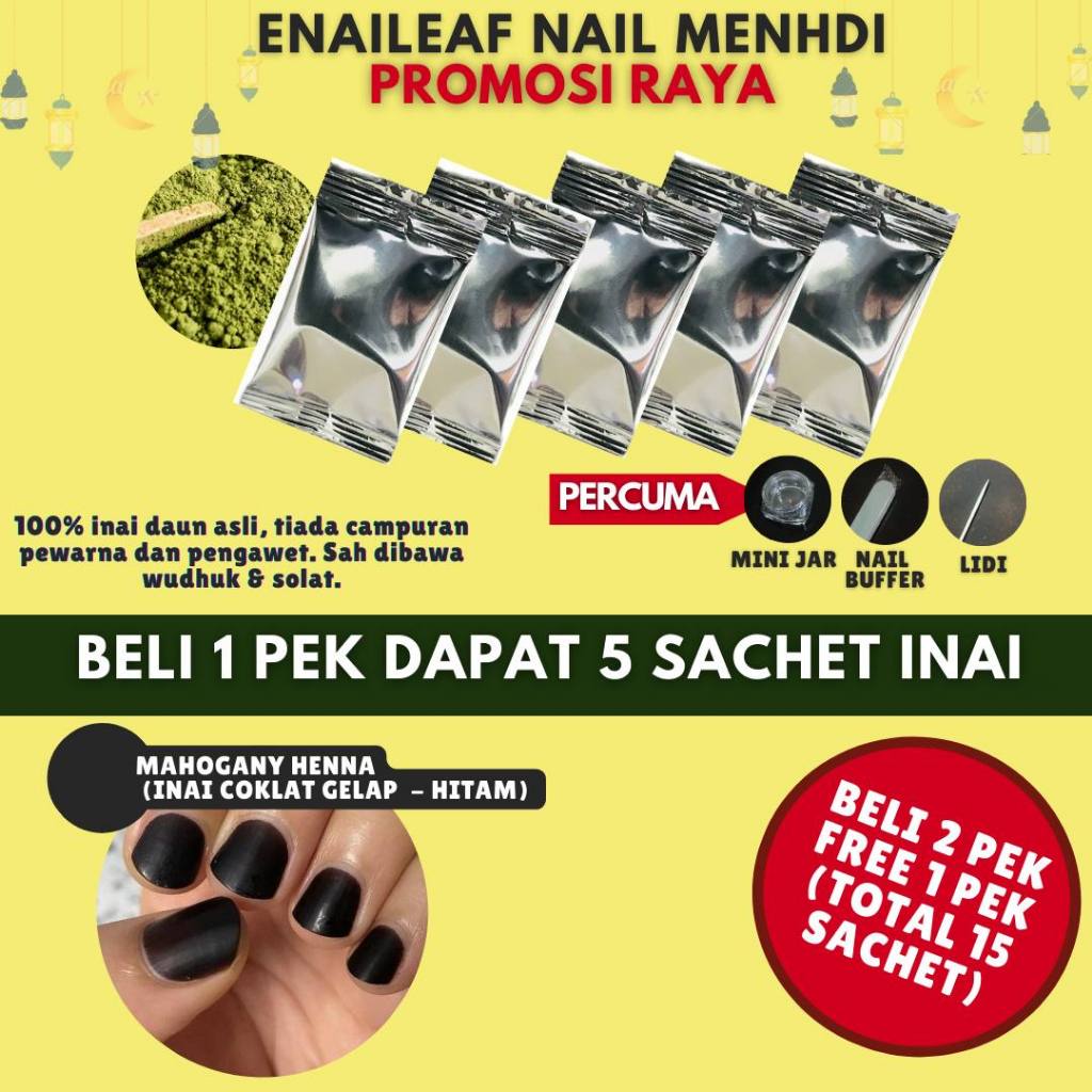 (BELI 1 FREE 1 PEK) | INAI DAUN MAHOGANY HITAM | ENAILEAF SET MINI ...