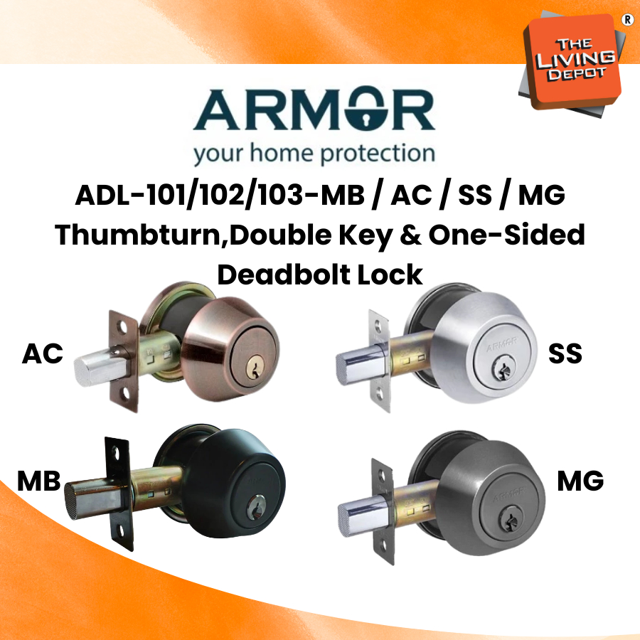 ARMOR THUMBTURN KEY DEADBOLT LOCK - ADL-101/102/103-MB / AC / SS / MG ...