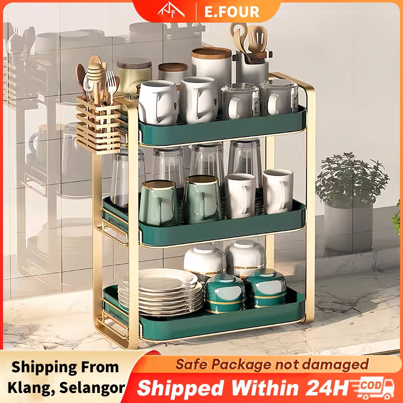 Mug Holder Rak Dapur Cup Holder Storage Cup Rack Double-Layer Storage ...