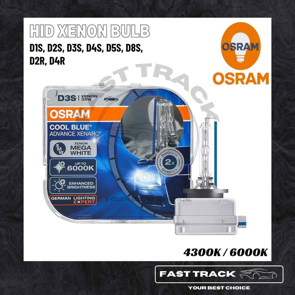 OSRAM HID XENON BULB D1S, D2S, D3S, D4S, D5S, D8S, D2R, D4R 4300K 6000K MENTOL CAR HEADLIGHT ...