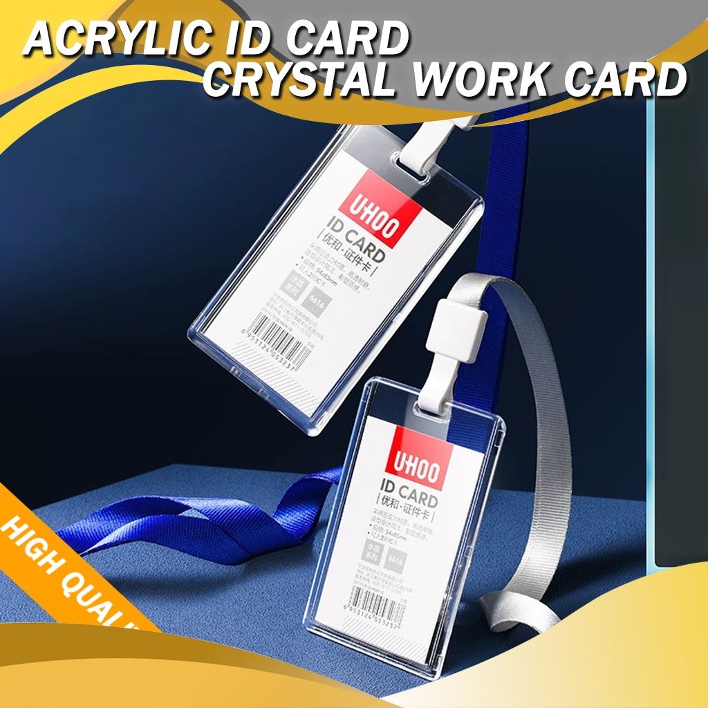 100Pc Acrylic Slide Transparent ID Card Holder, Name Tag Holder, Access ...