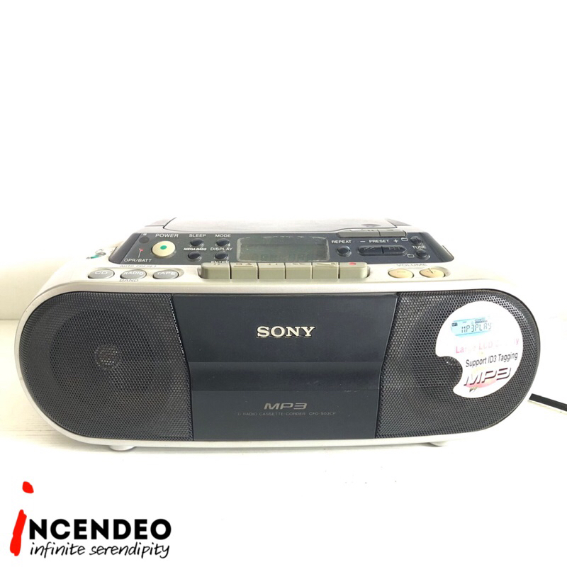 Sony Mega Bass Portable MP3 CD Radio Cassette Recorder Player CFD-S03CP ...