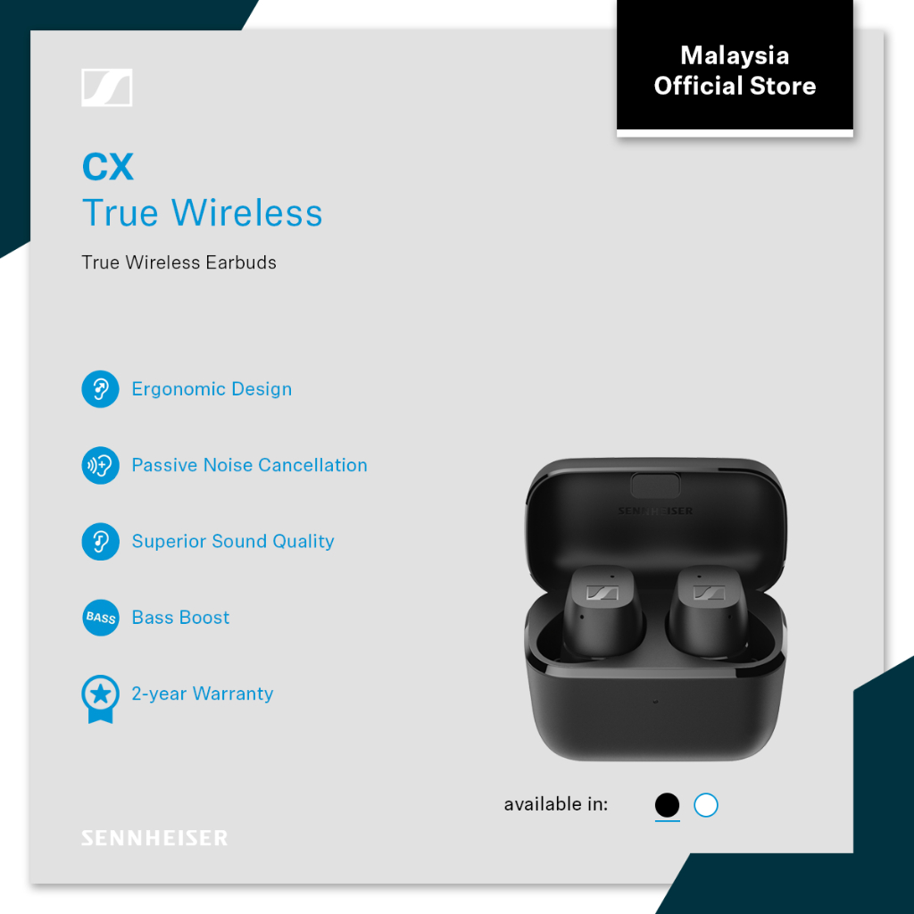 Sennheiser CX True Wireless Earbuds 27 Hours Battery Passive Noise Cancelling IPX4 - CX200TW1 ...
