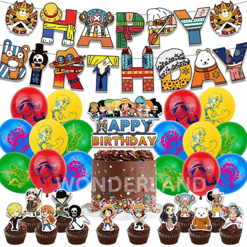 One Piece Birthday Balloon And Banner Set Kids Birthday Party ...
