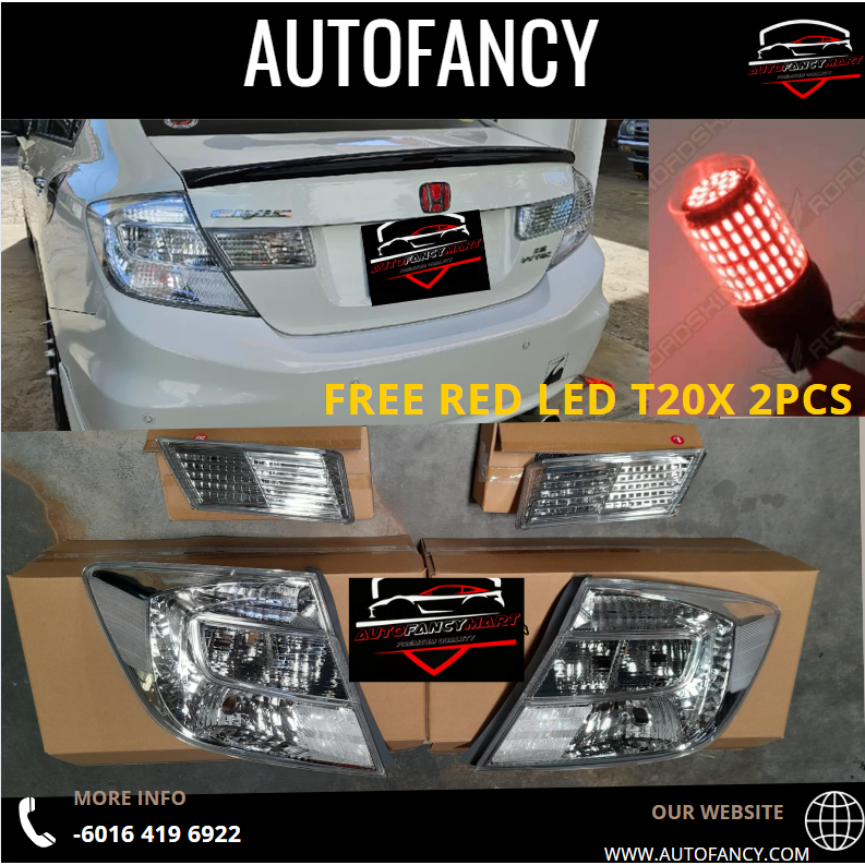 FREE LED HONDA CIVIC FB REAR BUMPER TAIL LAMP RUNNING SIGNAL BRAKE ...