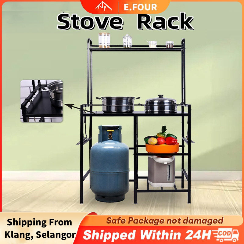 Gas *Carbon Steel* Stove Rack Rack Dapur Gas Storage Rack Kitchen ...