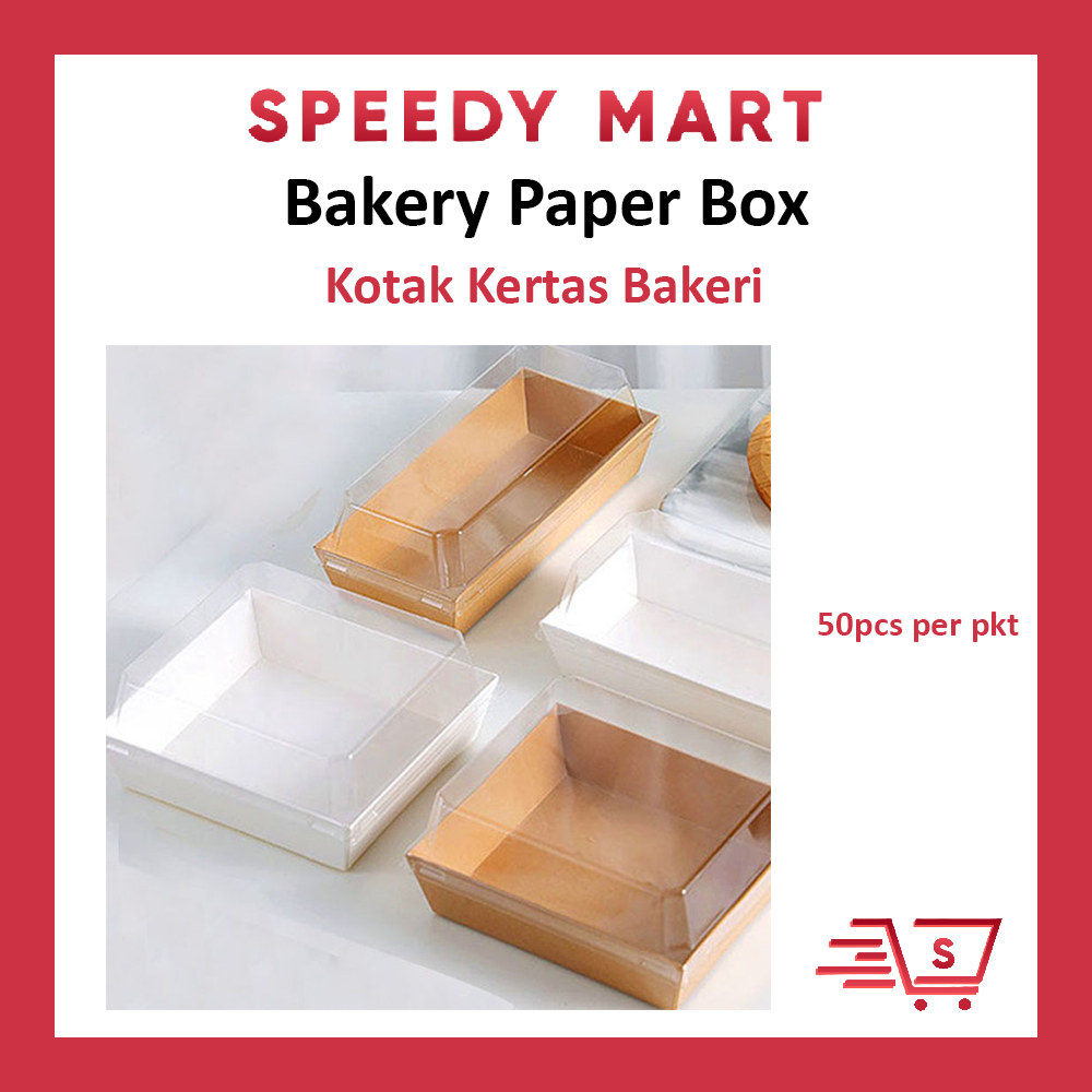 Bekas Kertas (50pcs) Bakery Paper Box / Square Rectangular Box / Donut ...