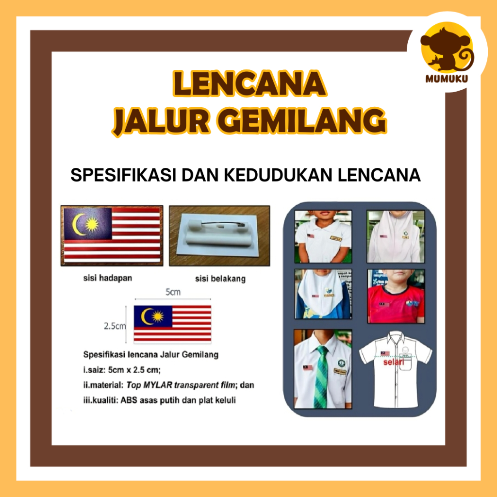 Tag Pin Bendera Malaysia, Lencana Jalur Gemilang Pelajar, DTF Sticker ...