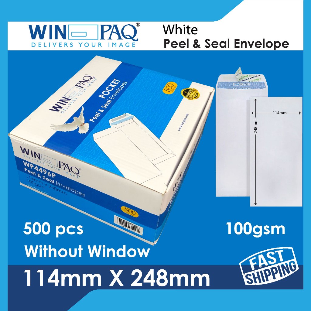 WINPAQ White Envelope 100gsm Peal & Seal With Window/Without Window ...