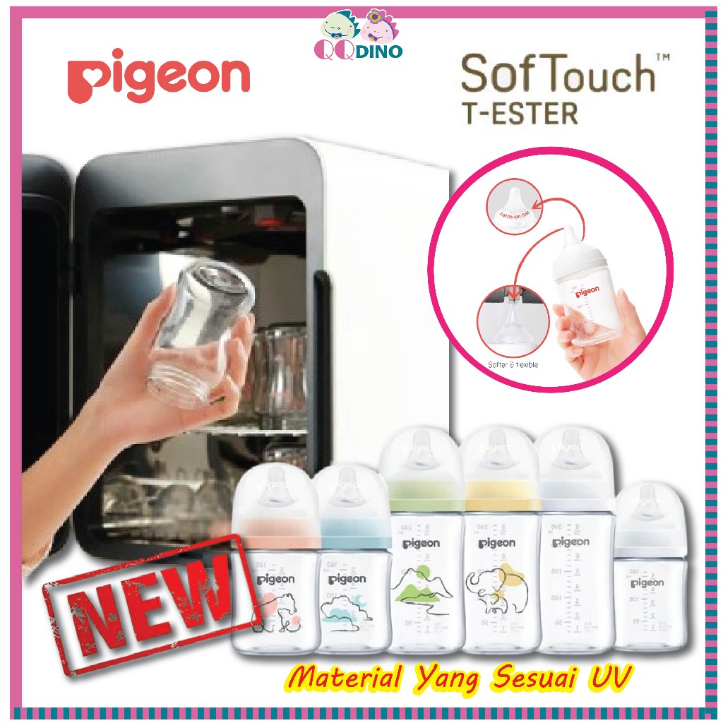 PIGEON SofTouch™ Wide-Neck T-Ester Nursing Bottle, SofTouch Peristaltic PLUS Nipple (160ml-SS ...
