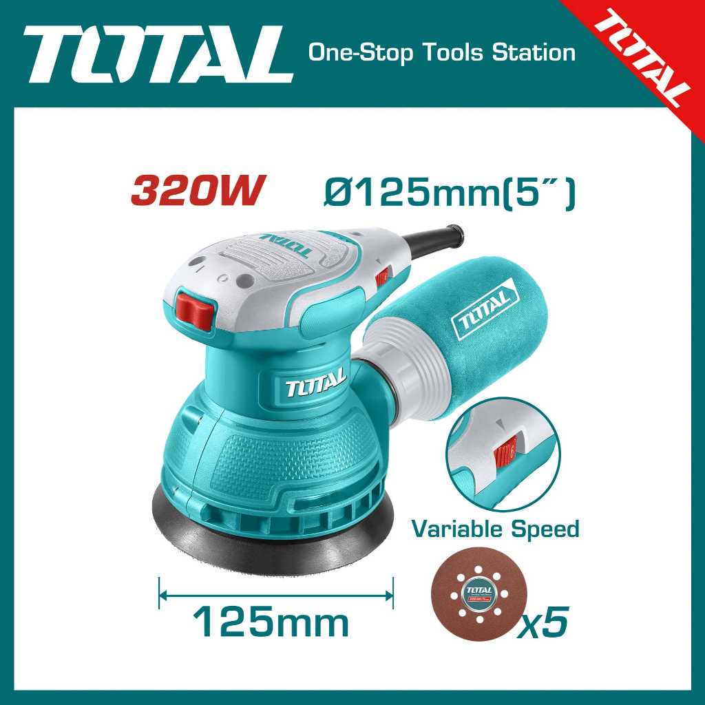 TOTAL Rotary sander 320W With 5pcs sand papers | Shopee Malaysia