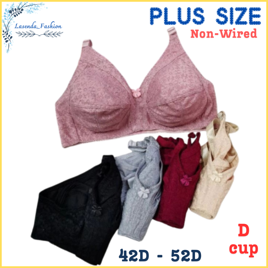 🇲🇾 Ready stock UP TO 52D 964 Womens Non-Wired Big size Bra 42D/95D-44D ...