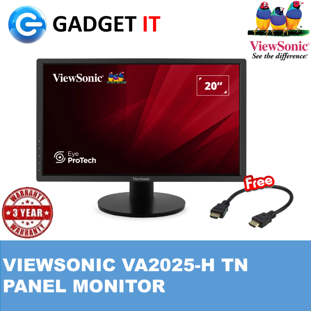VIEWSONIC VA2025-H 20" HD TN PANEL 60Hz LCD MONITOR (5MS,VESA MOUNT)FREE HDMI CABLE ...
