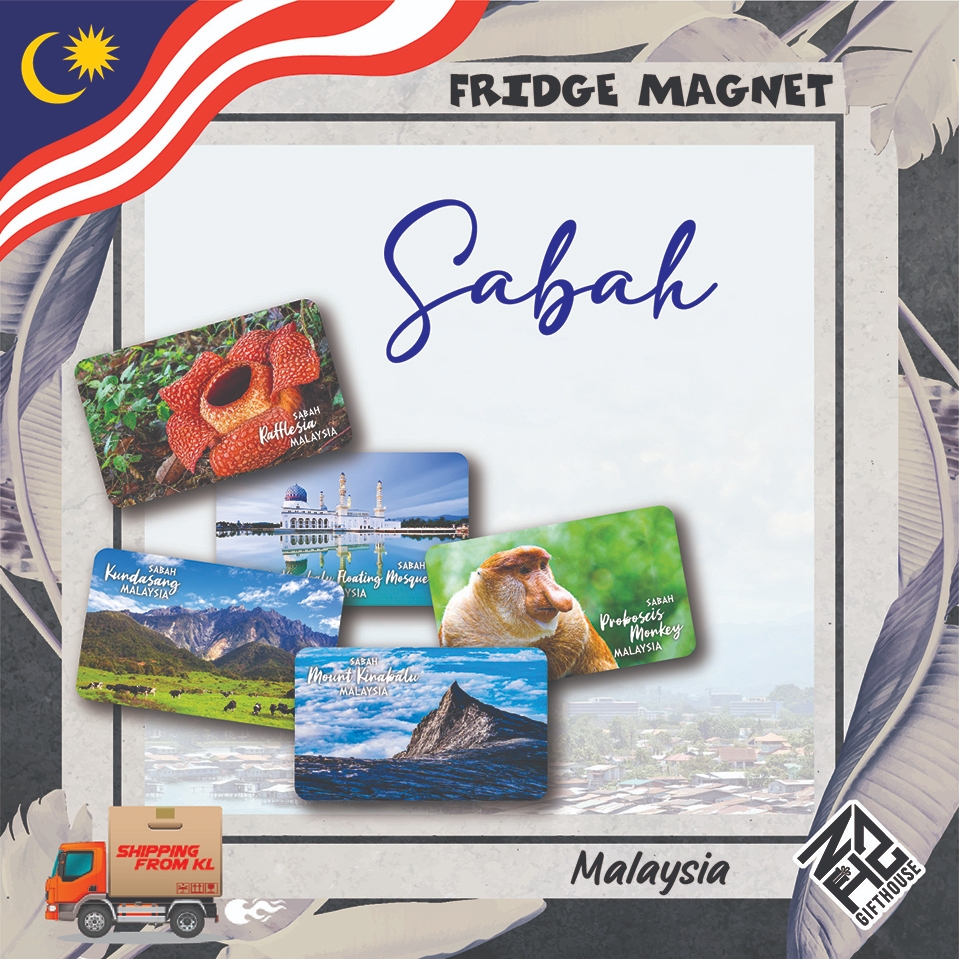 Malaysia Sabah Gift Souvenir Magnet Peti Sejuk 9cm x 5.5cm | Shopee ...