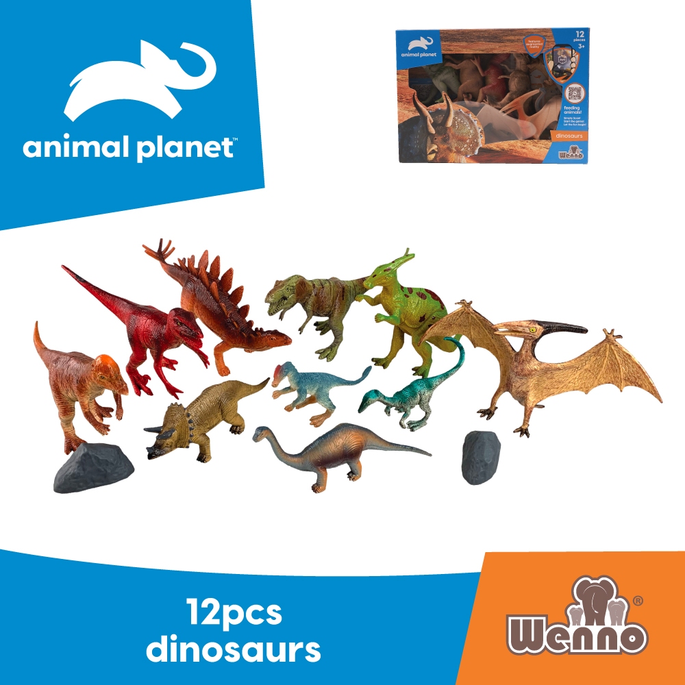 Wenno x Animal Planet 12pcs Dinosaurs in window box Educational ...