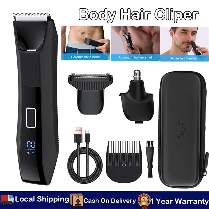 Body Hair Trimmer Electric Groin Trimmer with LCD Skin-safe Blade 100% ...