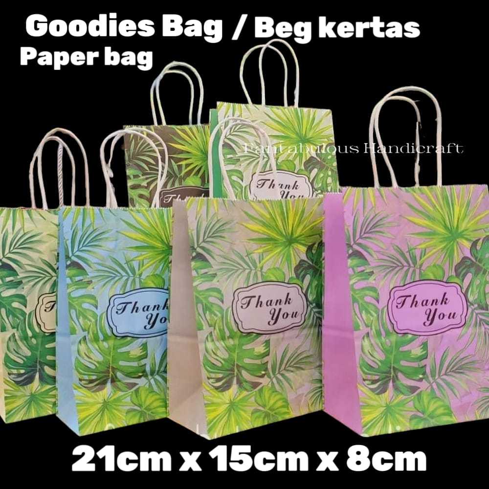 100pcs Craft Paper Beg 21CM X 15CM X 8CM Goodies Beg Party Beg /Beg ...