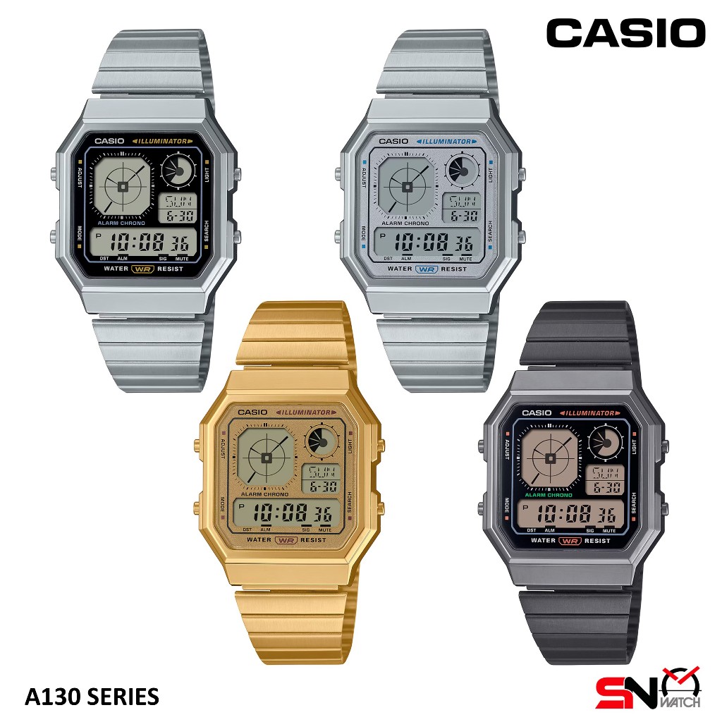 Casio Vintage A130WE A130WEG A130WEGG Stainless Steel Band Men Watch | Shopee Malaysia