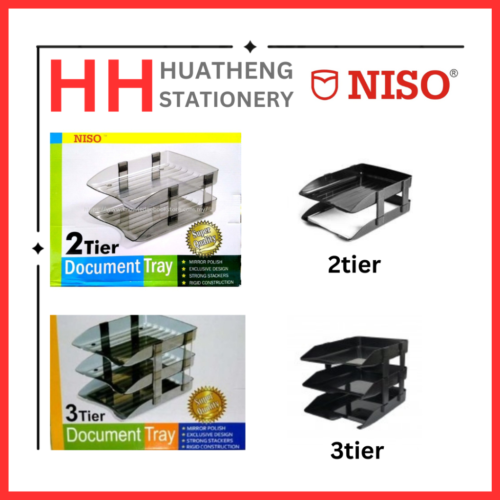 NISO 2 Tier & 3 Tier DOCUMENT TRAY 8220 & 8230 Black (CHEAPEST ON SHOPEE) | Shopee Malaysia