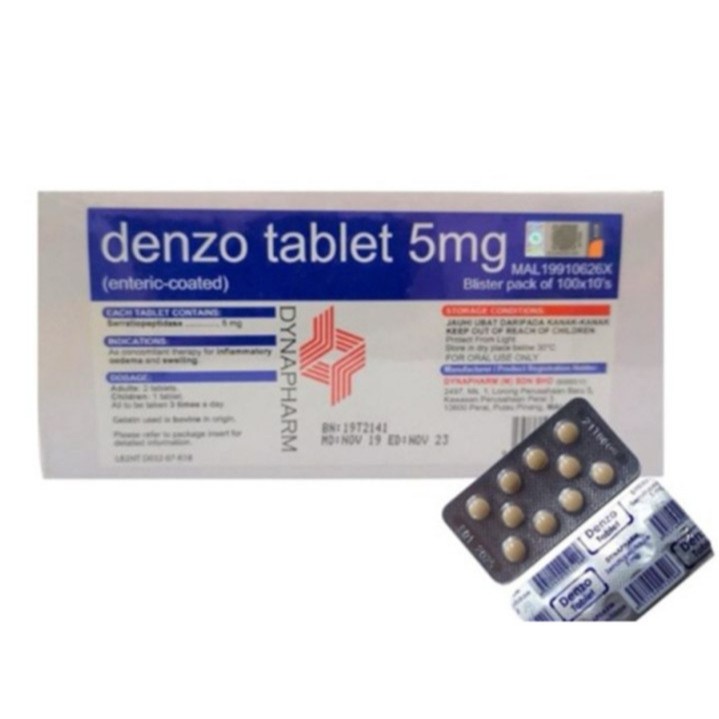 Dyna Denzo 5mg Serratiopeptidase Tablets 10s Strip Danzen Generic Surut ...